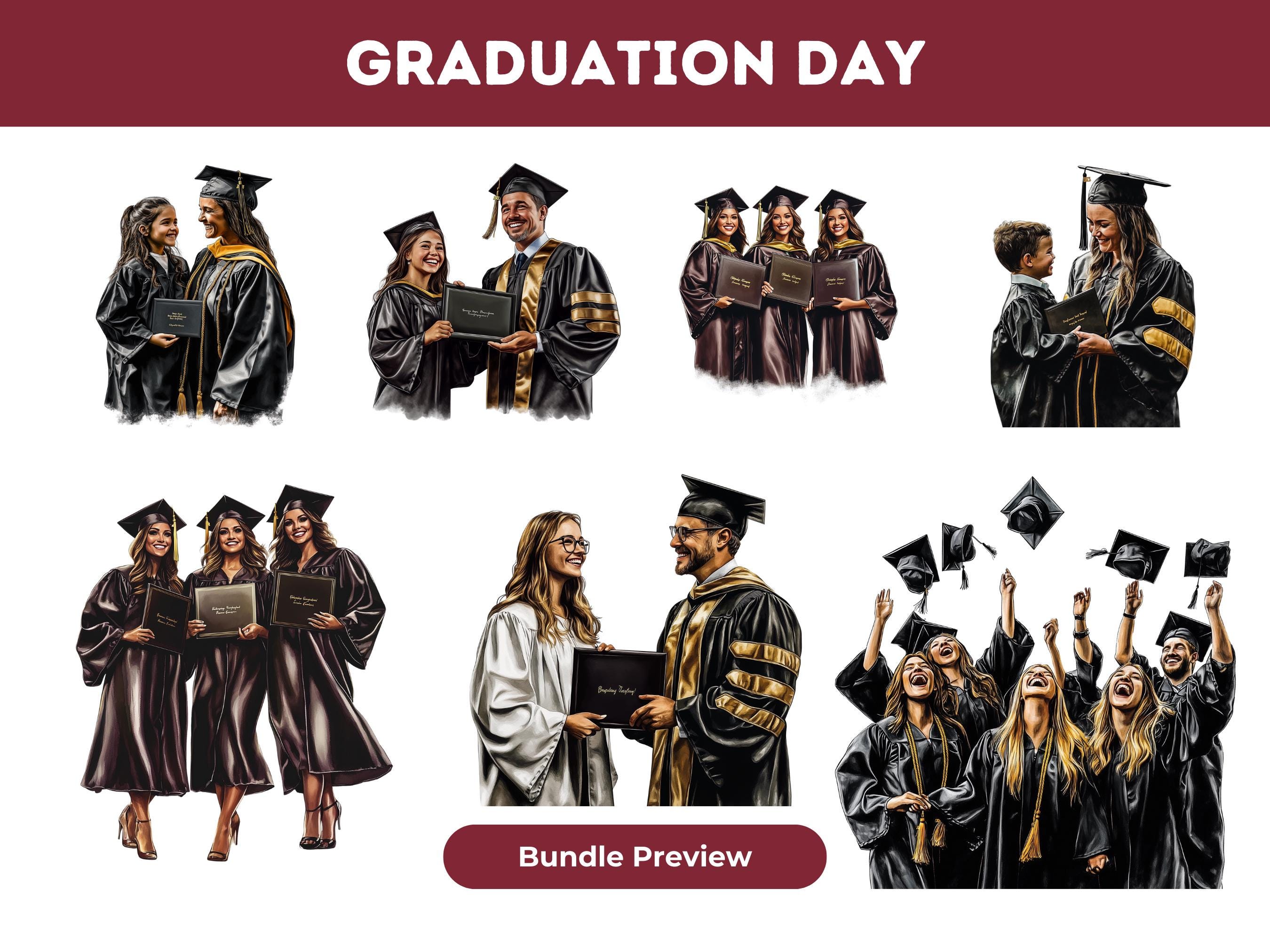 Graduation Watercolor Clipart Bundle: Class of 2025 (PNG, Digital ...
