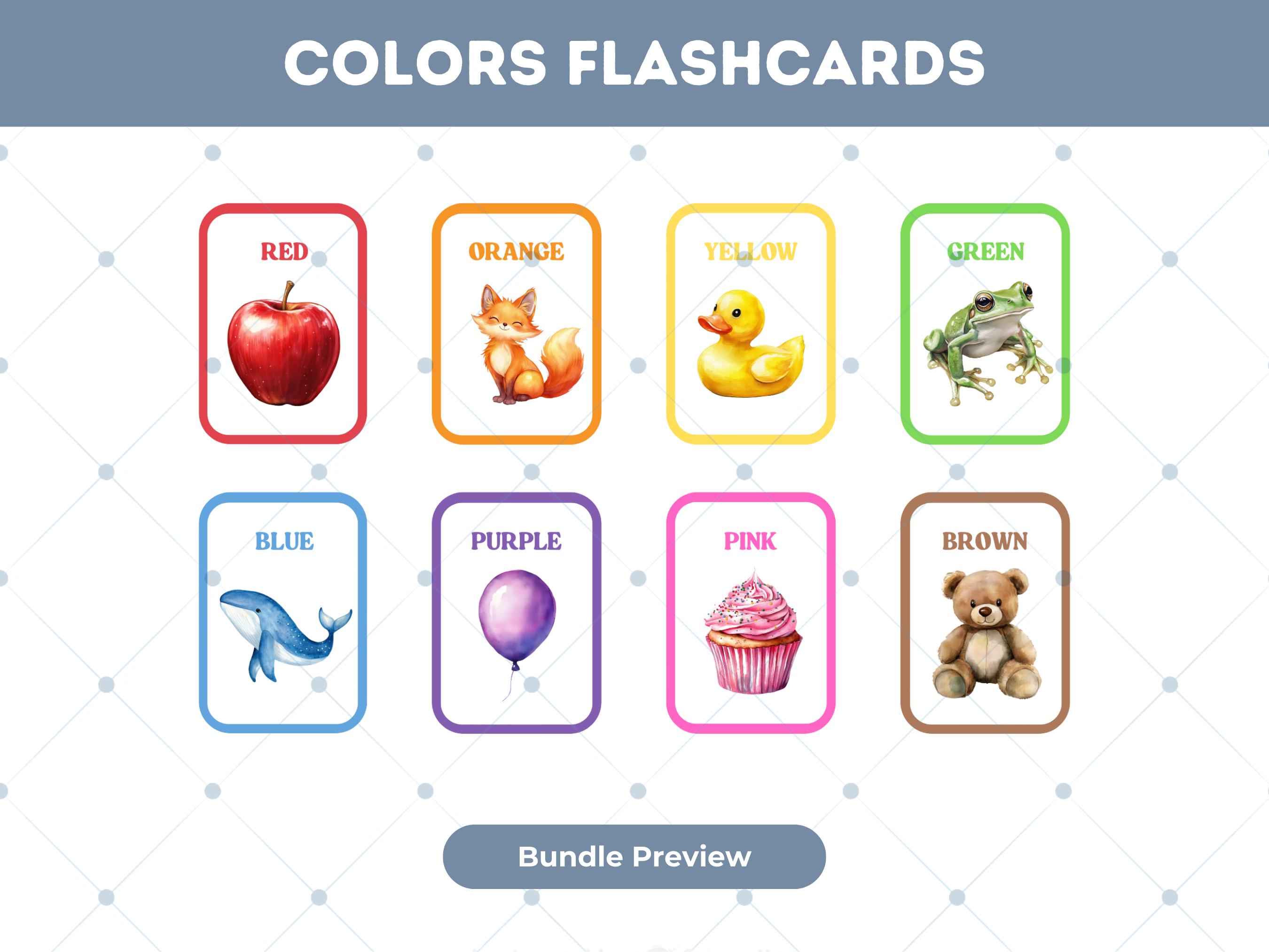 Watercolor Colors Flashcards: Preschool Learning (printable PDF) - Etsy