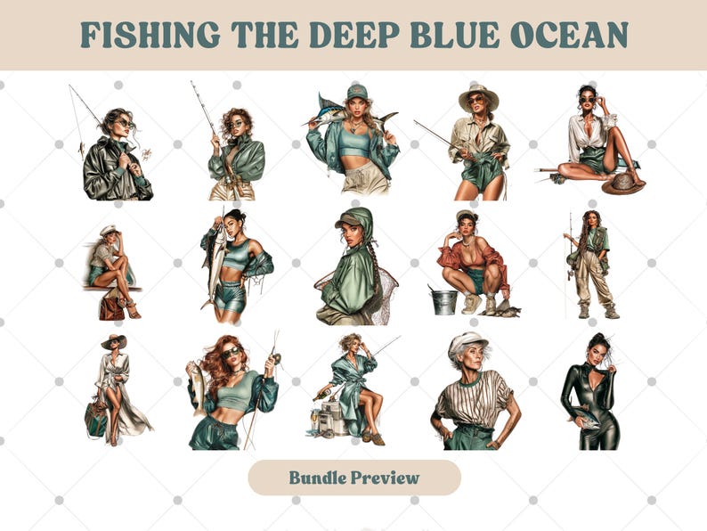 Watercolor Fishing Clipart Bundle: Nautical Illustrations, Coastal ...