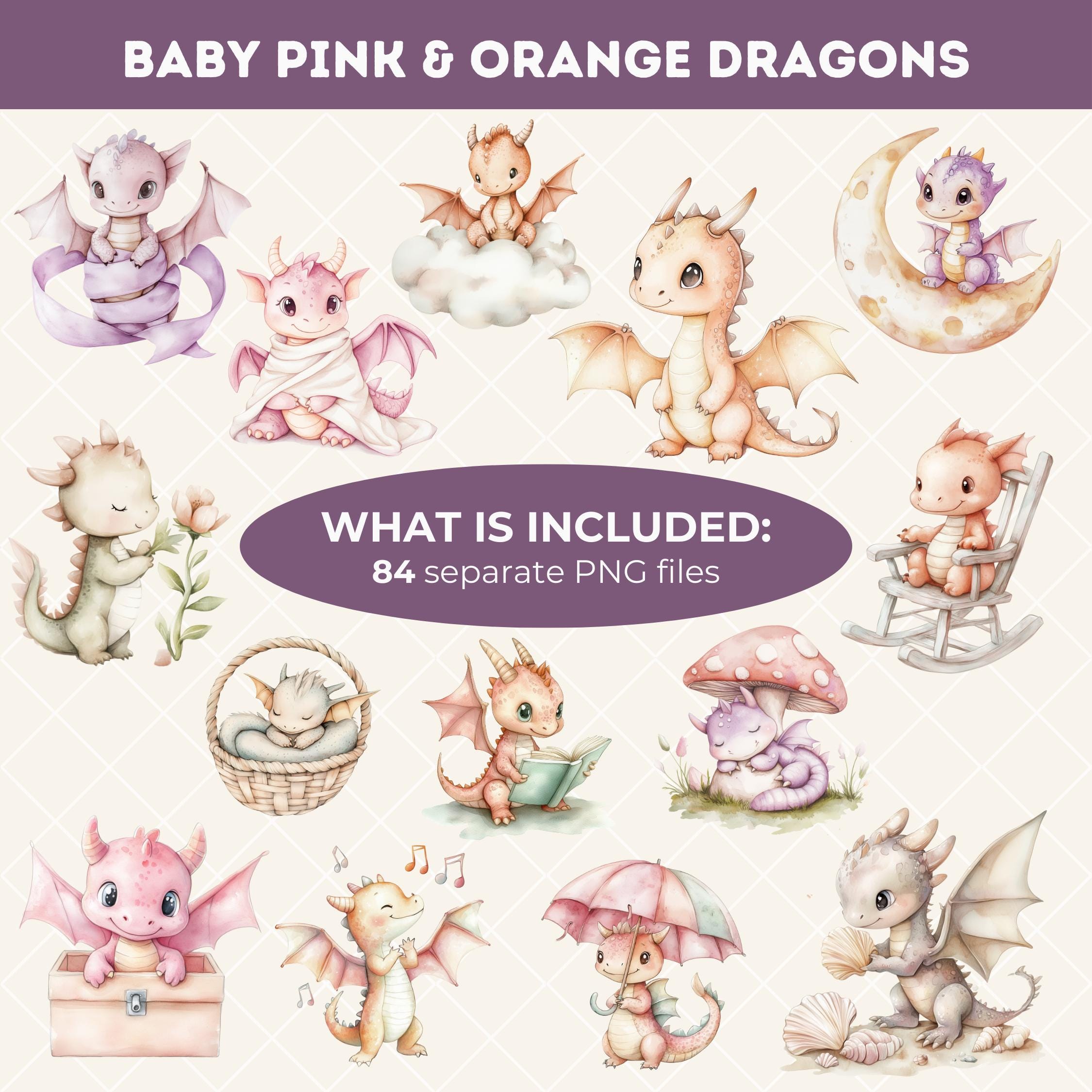 Watercolor Baby Dragon Clipart Bundle: Fantasy Nursery Decor (PNG) - Etsy