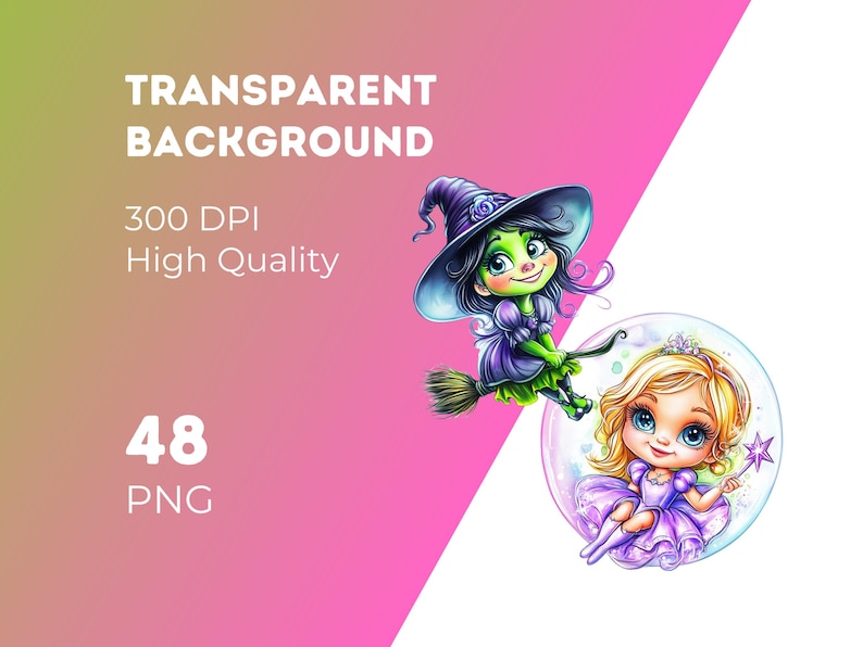 Wicked Watercolor Clipart: Elphaba, Glinda, Witch PNG Bundle (digital ...