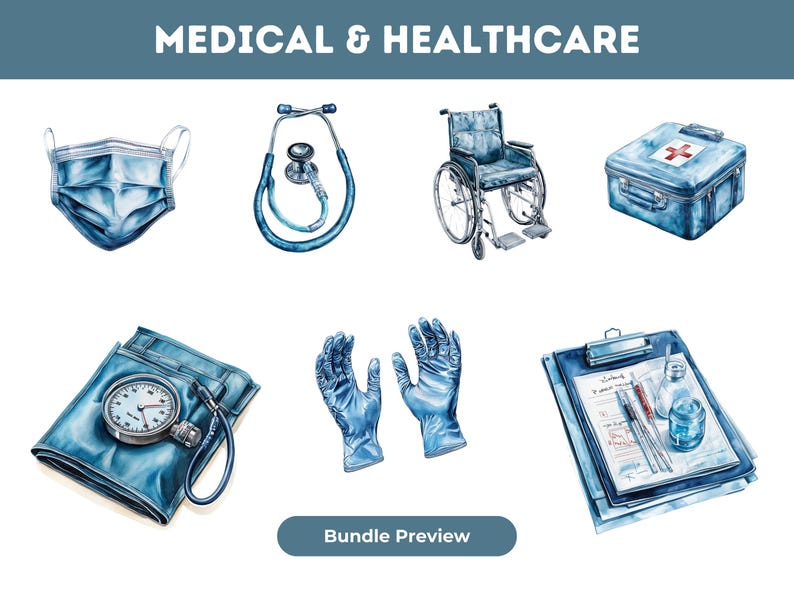 Medical Clipart Watercolor Healthcare Hospital Doctors Nurses Surgery ...