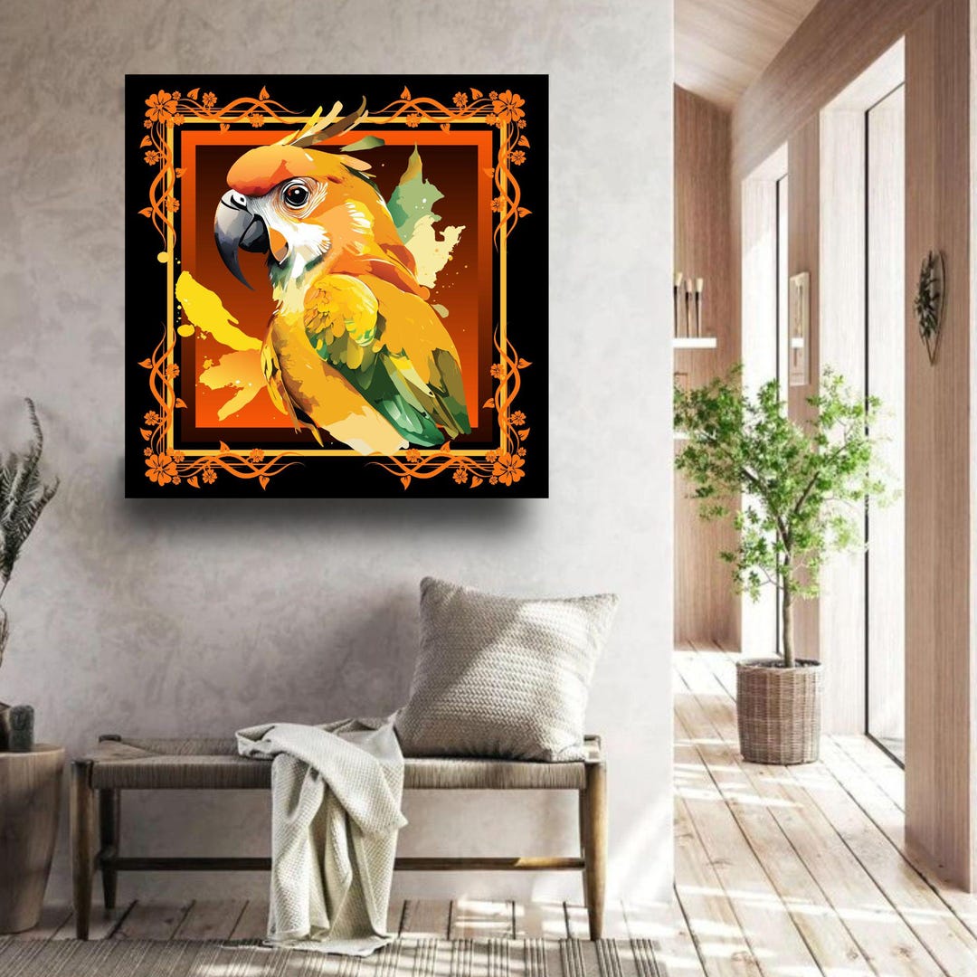 Tropical Wall Art Bird Wall Art Parrot Wall Art Parrot Painting Parrot ...