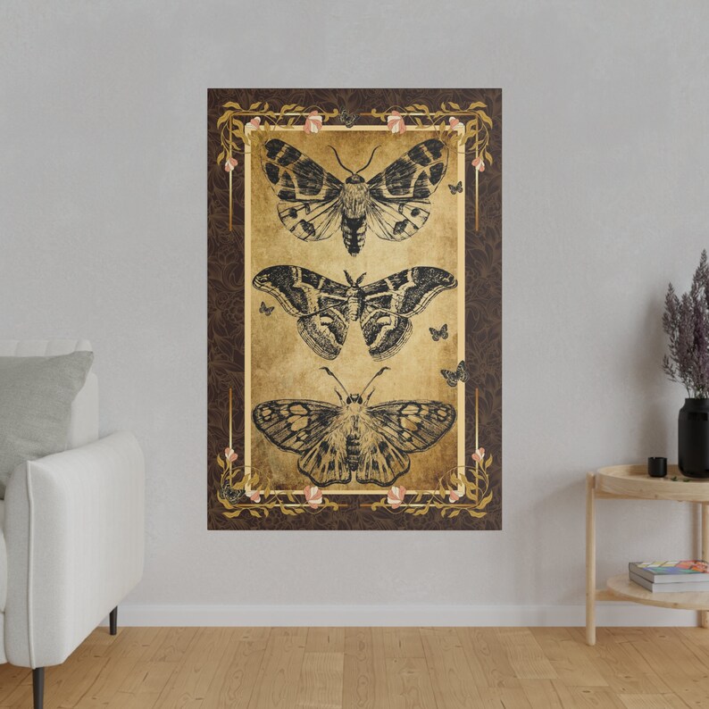 Gothic Wall Art Gothic Canvas Moth Art Print Gothic Decor Vintage ...