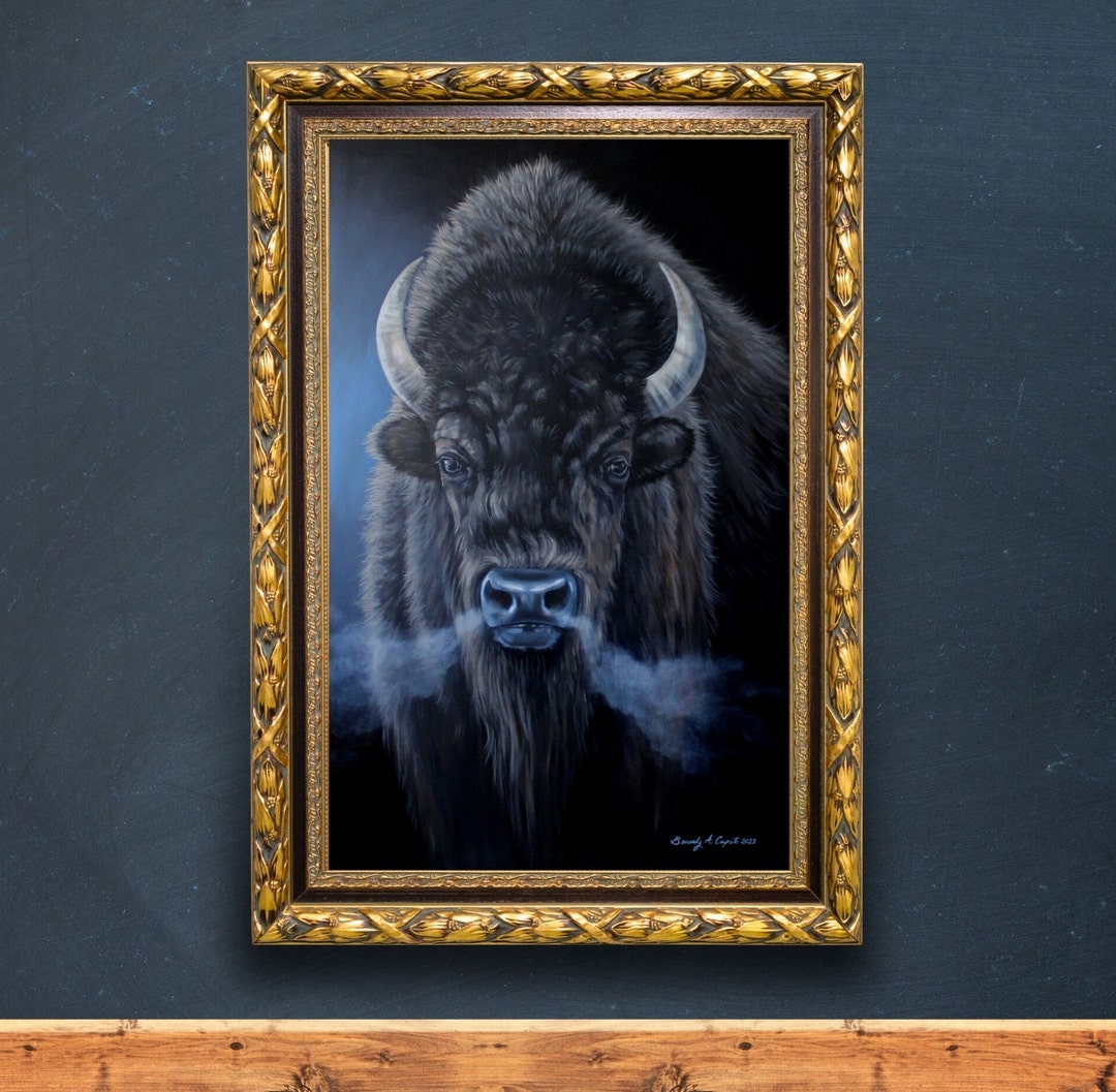 Large Western Buffalo Bison Art Print, Rustic Western Interior Wall Art ...
