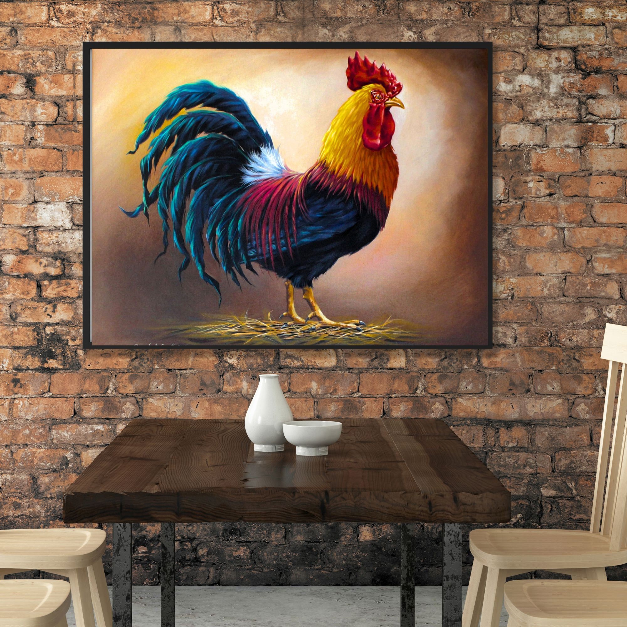 Rooster Farmhouse Kitchen Canvas Art Print for Home Wall Decor for ...