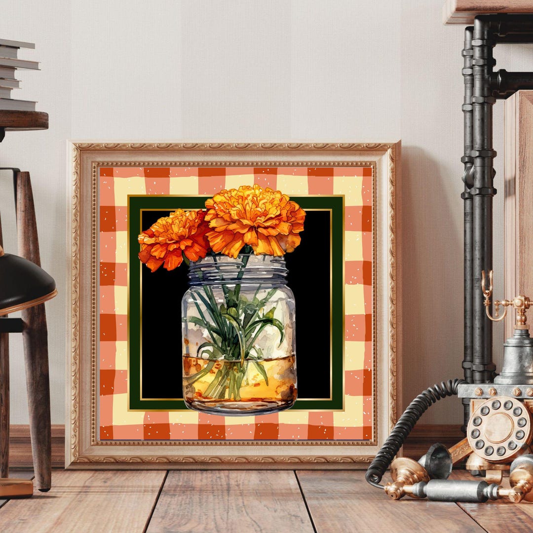 Marigold Wall Art Botanical Wall Art Marigold Canvas Art Marigold Art ...