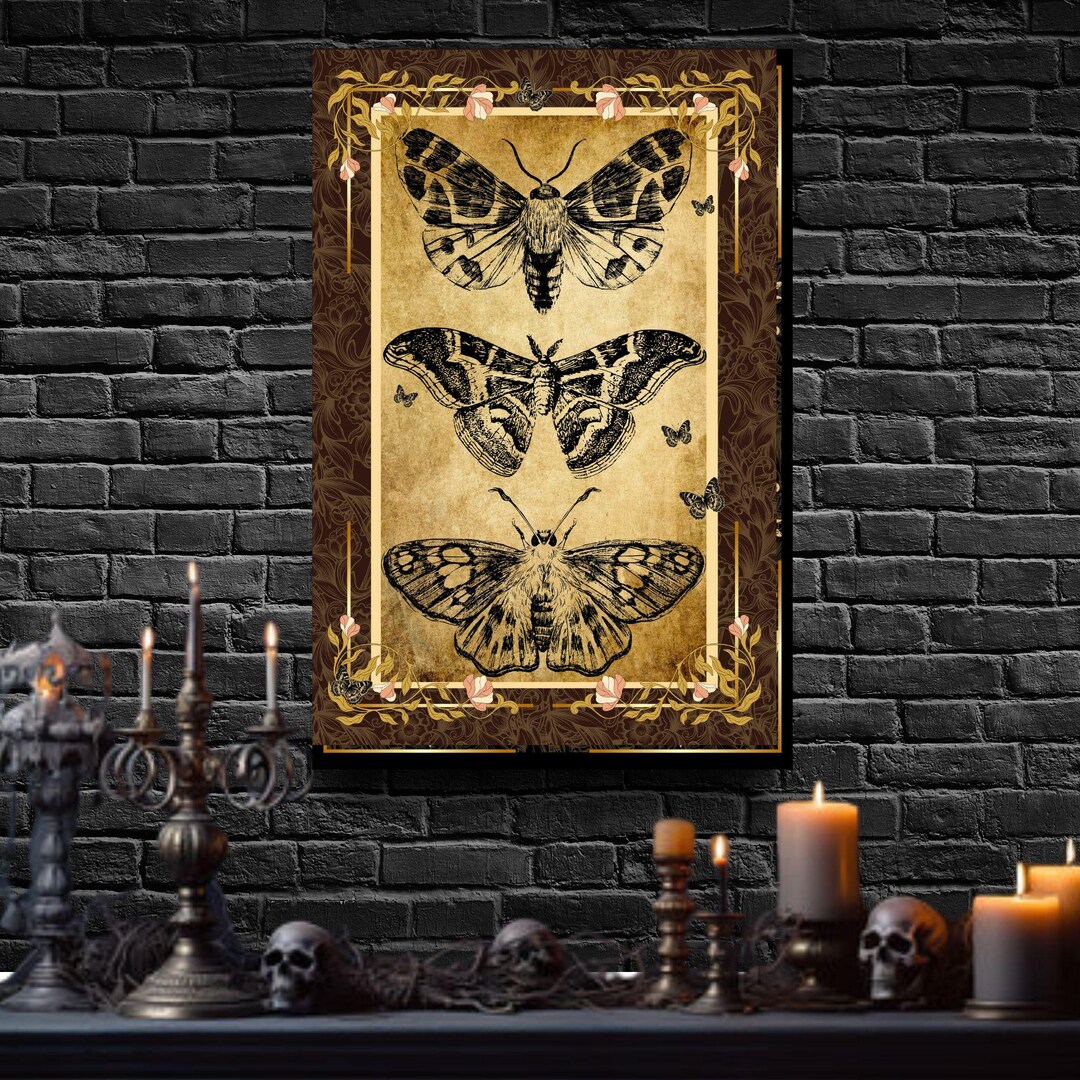 Gothic Wall Art Gothic Canvas Moth Art Print Gothic Decor Vintage ...