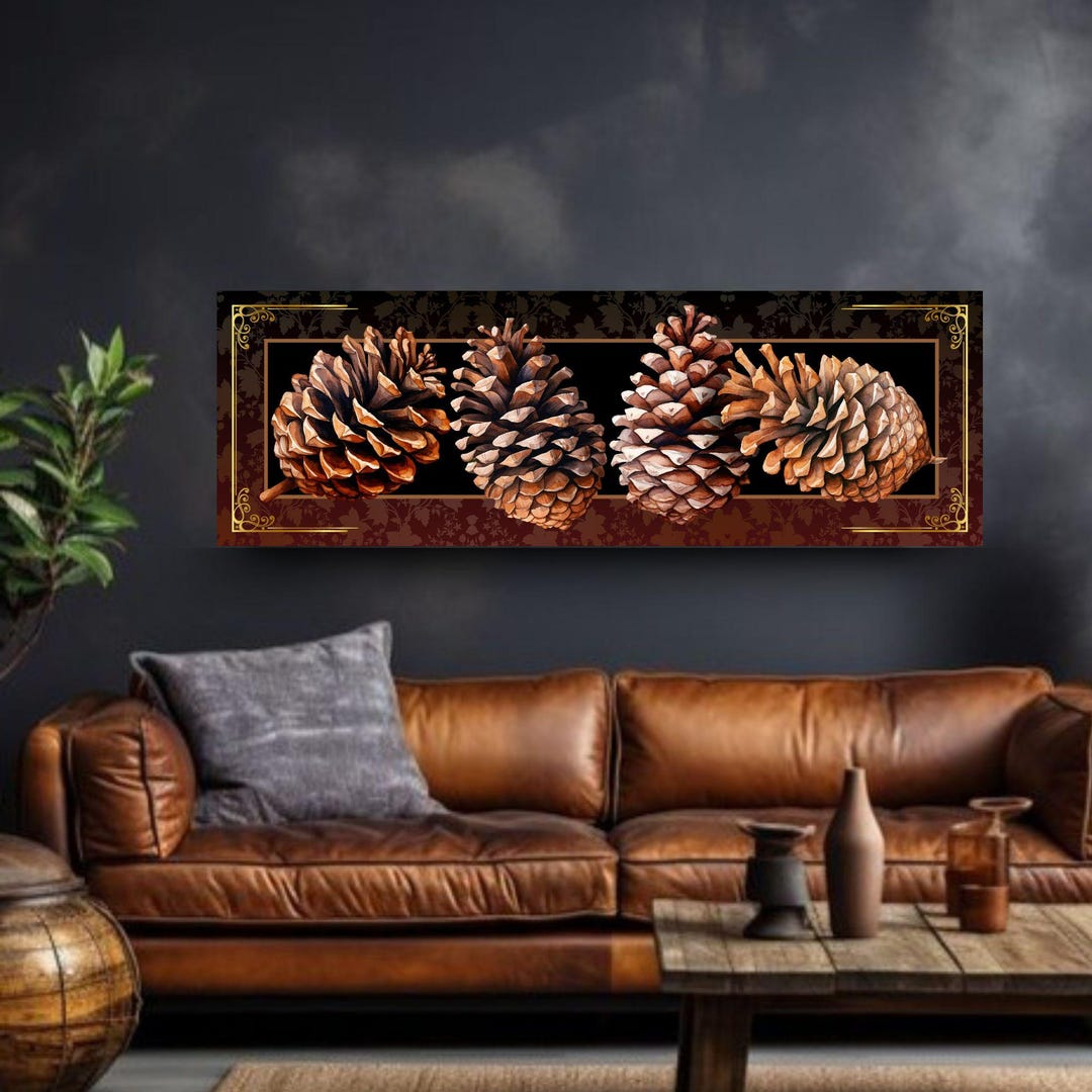 Rustic Wall Art Pine Cone Wall Art Pine Cone Canvas Pinecone Art Print ...