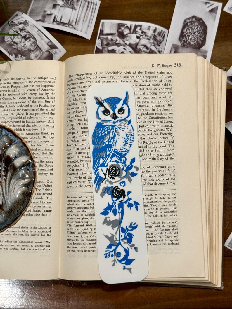 Owl Bookmark Set of Two, Animal Themed Bookmark, Blue Owl Bookmark ...