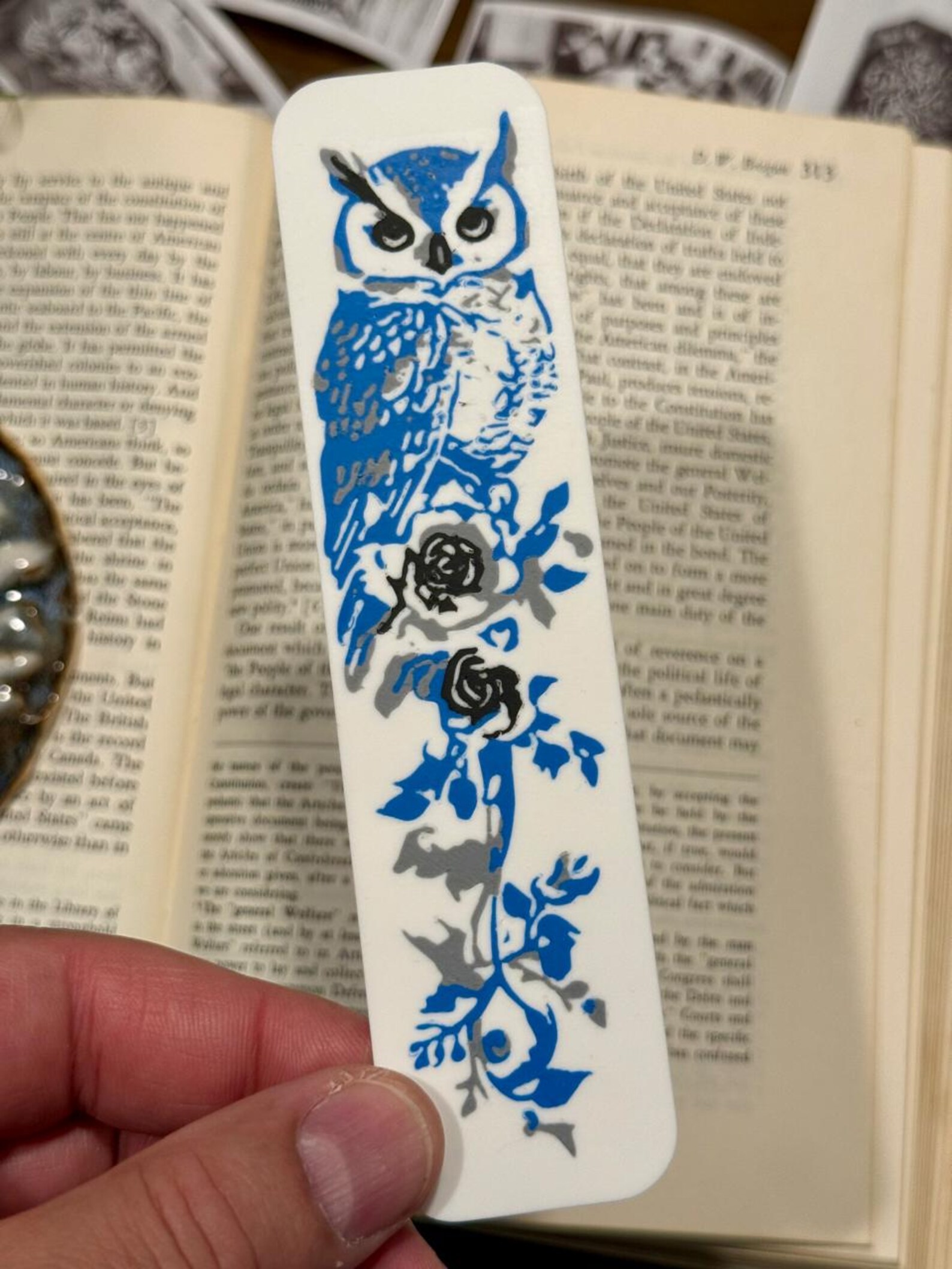 Owl Bookmark Set of Two, Animal Themed Bookmark, Blue Owl Bookmark ...