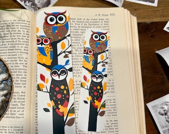 Owl Bookmark Set of Two, Animal Themed Bookmark, Blue Owl Bookmark ...