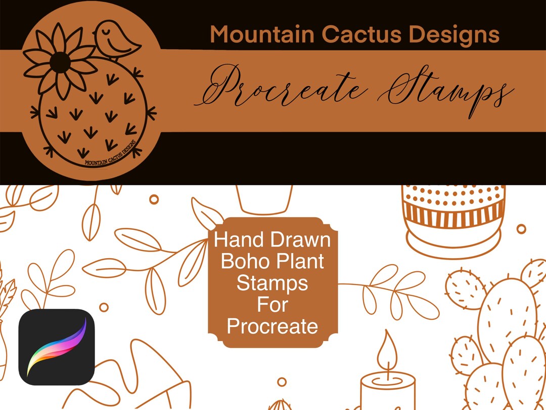 34 Hand-drawn Boho Plant Procreate Stamps | Instant Download ...