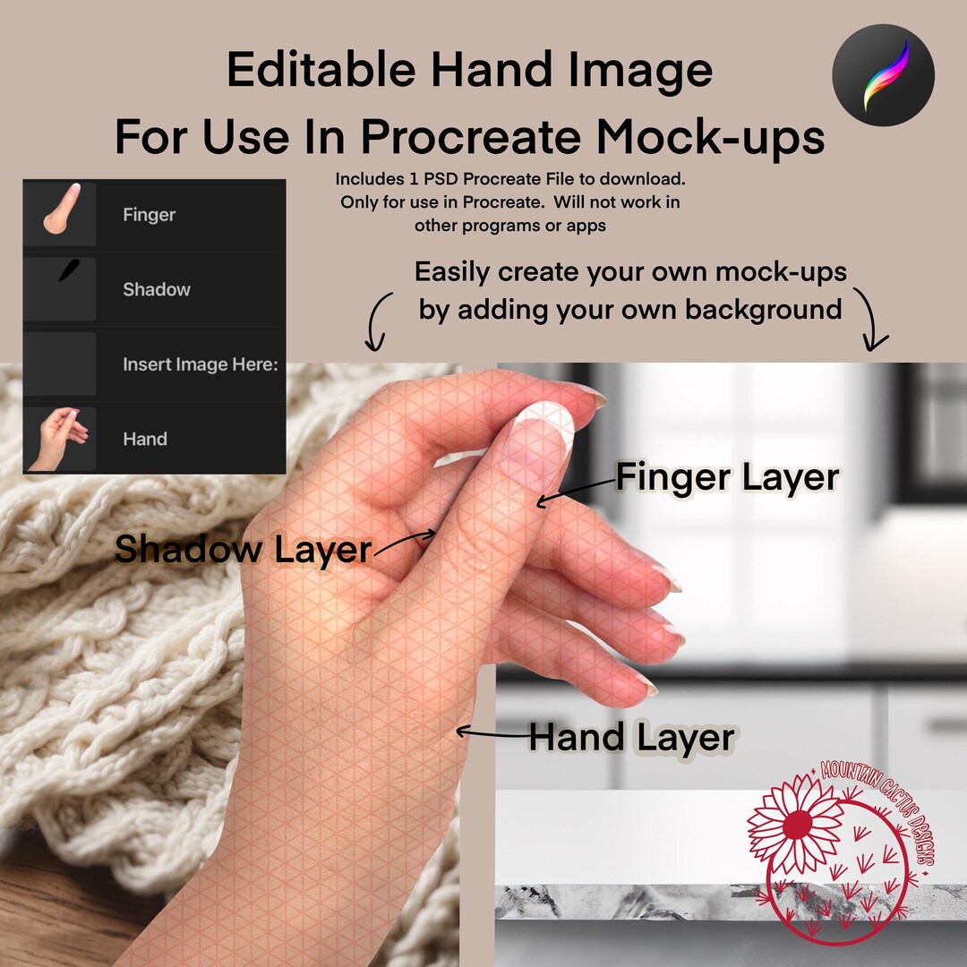 Procreate Editable Hand Mockup Creator | Editable Hand Procreate Layers ...