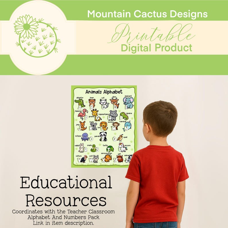 Animal Alphabet Poster Printable | ABC Chart for Kids | Classroom Decor ...