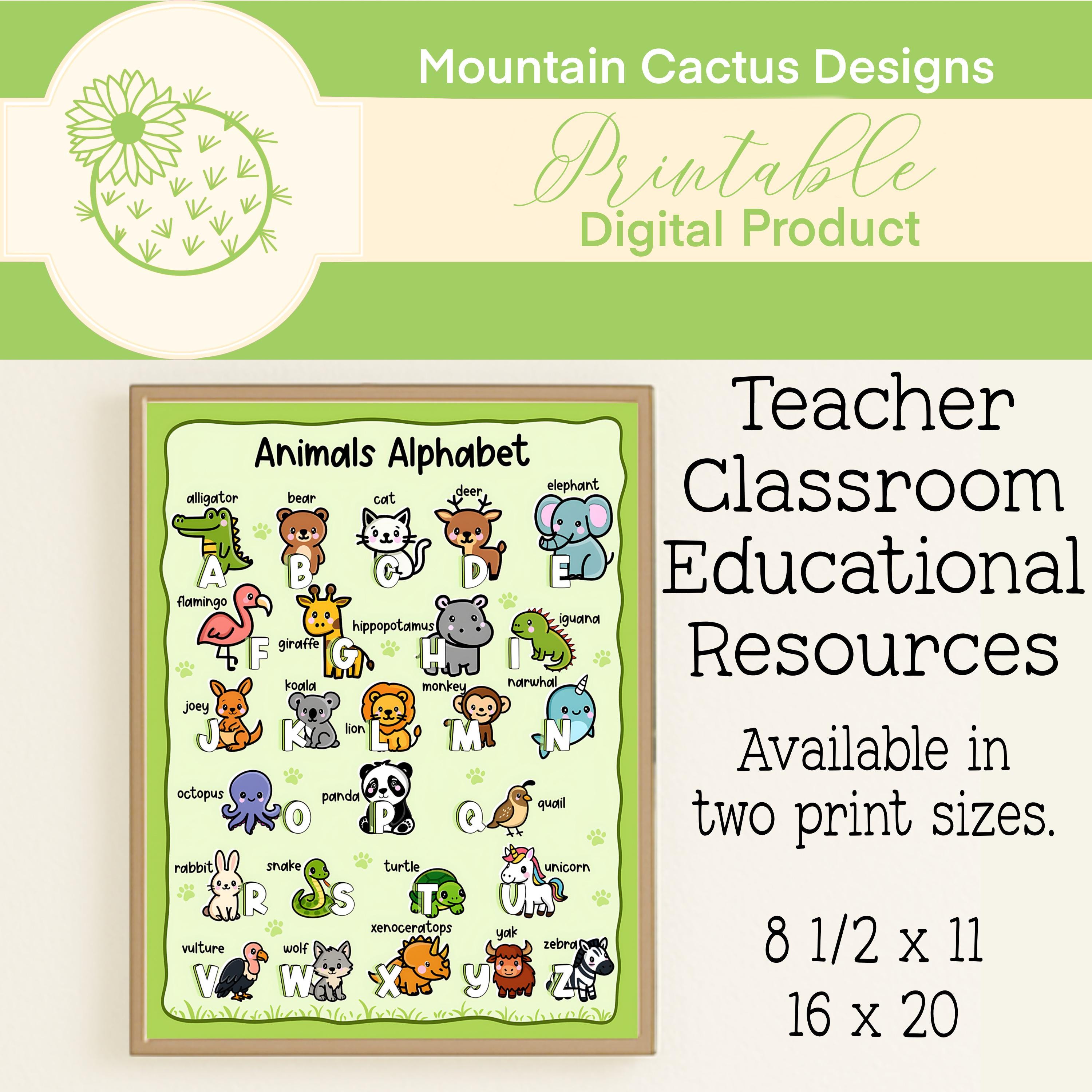 Animal Alphabet Poster Printable | ABC Chart for Kids | Classroom Decor ...