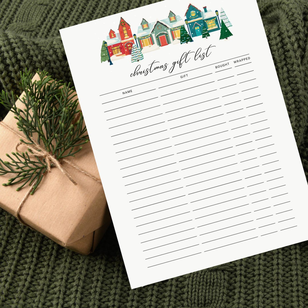Simple Christmas Gift List Printable Instant Download PDF Design ...