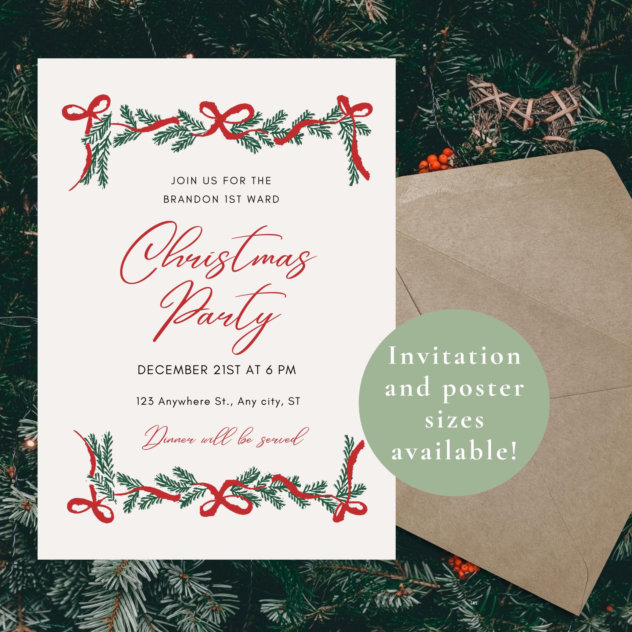 LDS Ward Christmas Party Invitation Print & Digital Share Multiple ...
