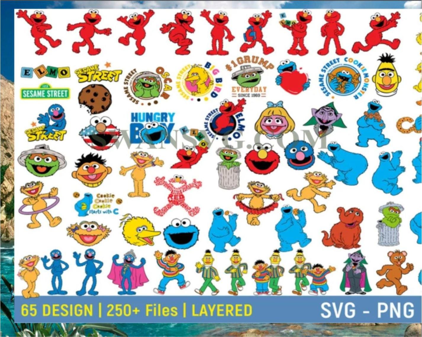 250 Sesam Street Bundle Svg, Puppet Svg, Kids Show Svg, Children TV ...