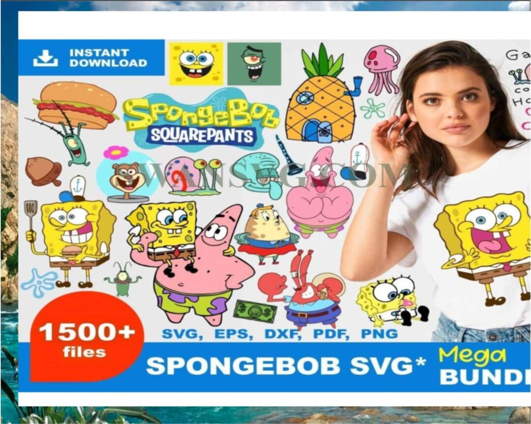 1500 Spongebob Mega Bundle, Trending Svg, Spongebob Characters Svg - Etsy