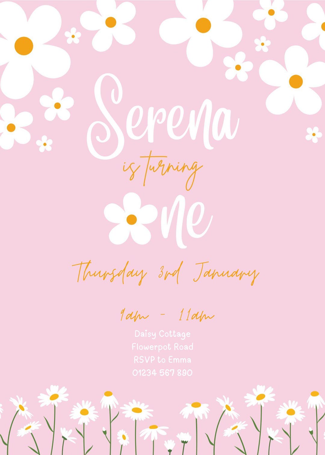 Daisy Invitation First Birthday Invitation Pink Daisy Birthday Pink ...