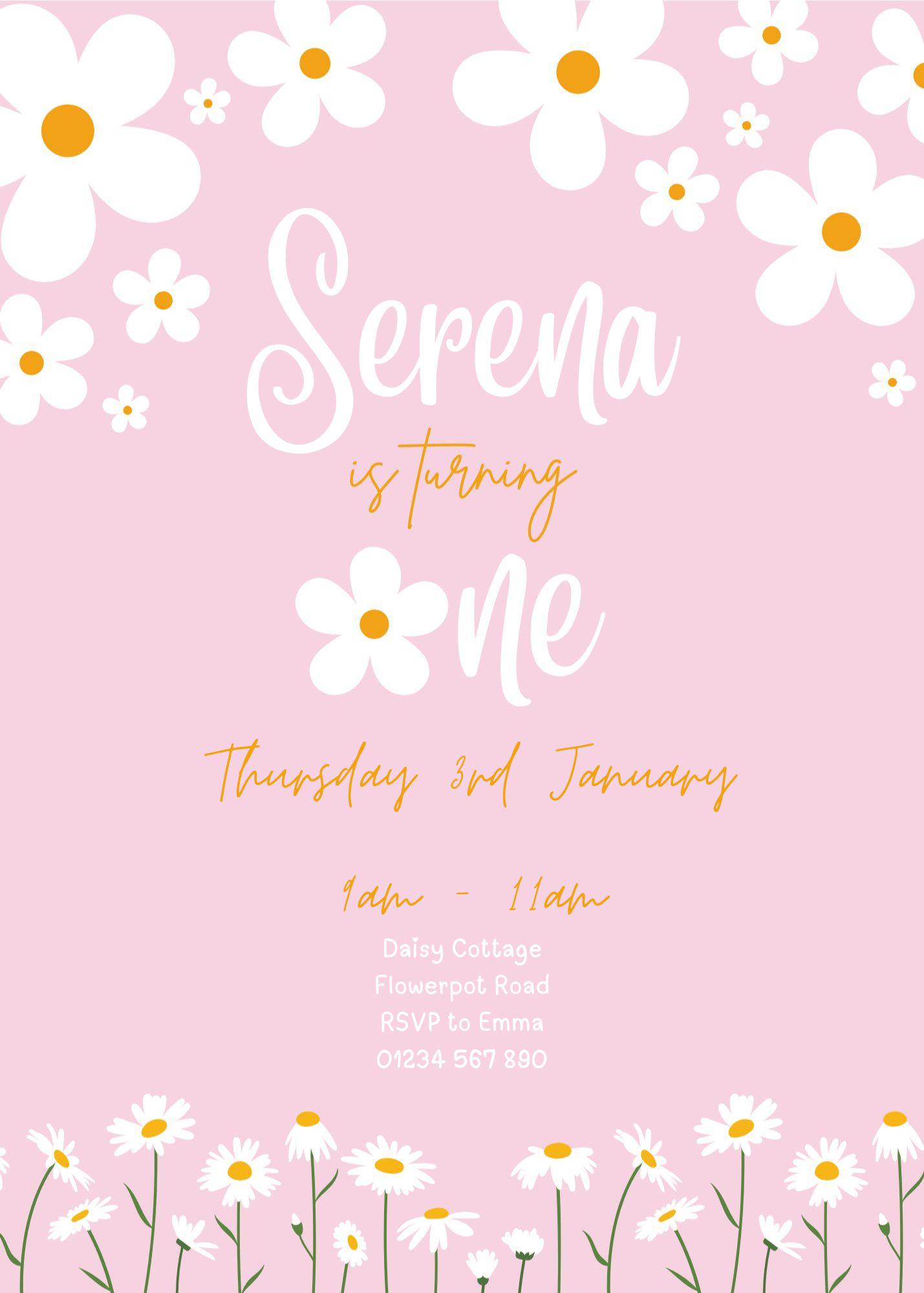 Daisy Invitation First Birthday Invitation Pink Daisy Birthday Pink ...