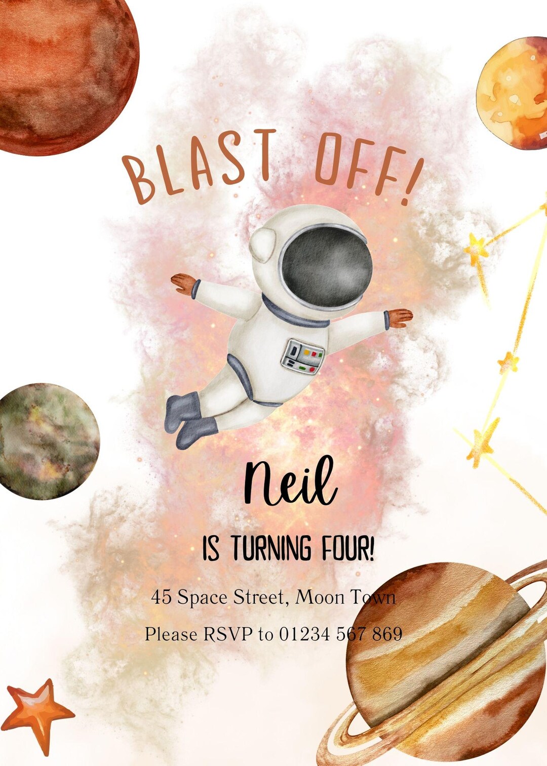 Blast off Invitation Space Invitation Space Birthday Rocket Invitation ...