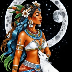 Moon Goddess Print | Mayan Ix Chel Goddess | Ancient Moon Goddess | Goddess Luna | Lunar Deity ...
