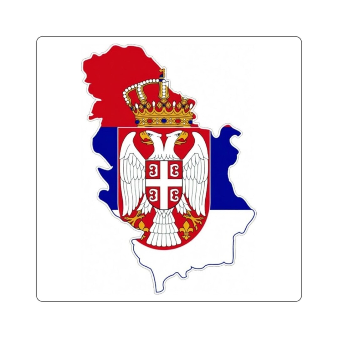 Serbia Sticker - Waterproof Serbia National Emblem Decal, Belgrade Map ...
