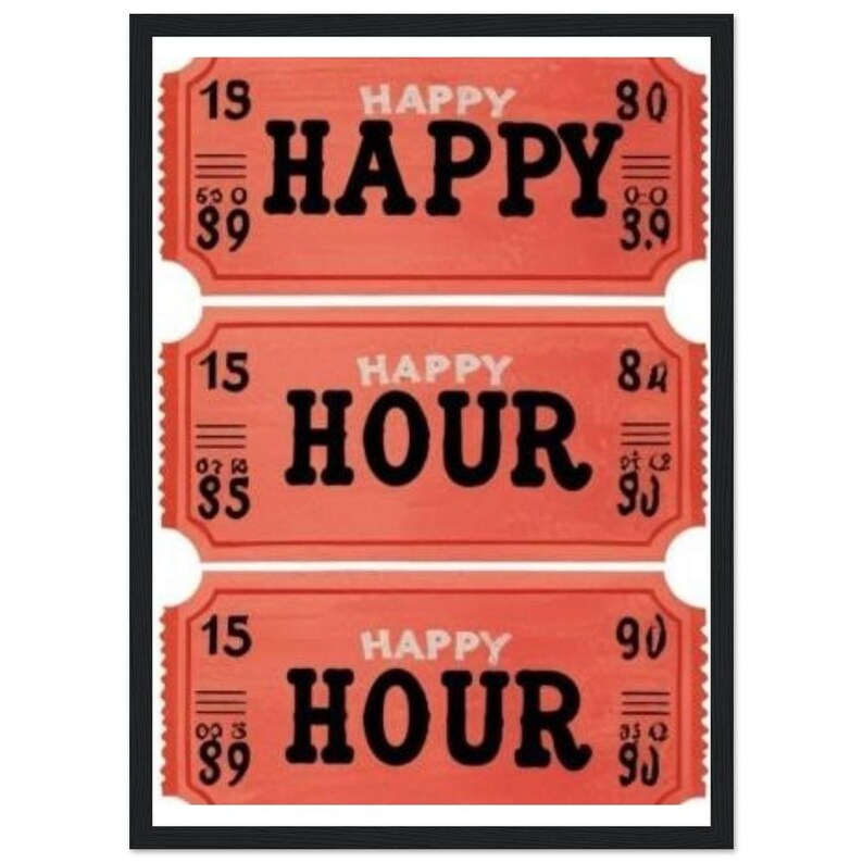 Happy Hour Poster Restaurant Drink Specials Sign & Bar Decor Cocktail ...