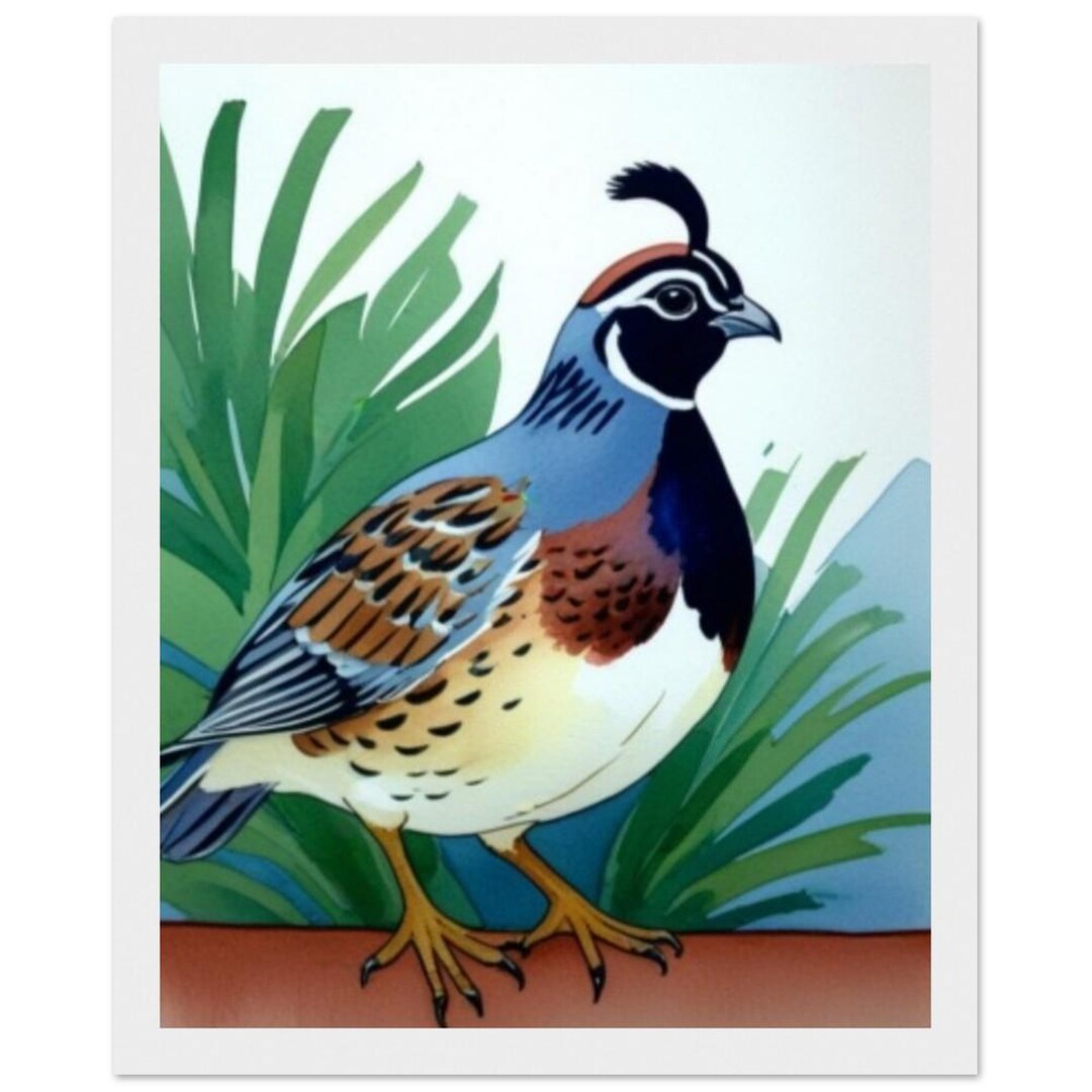 Quail Poster With Frame, Quail Painting, Quail Art, Quail Print, Bird ...