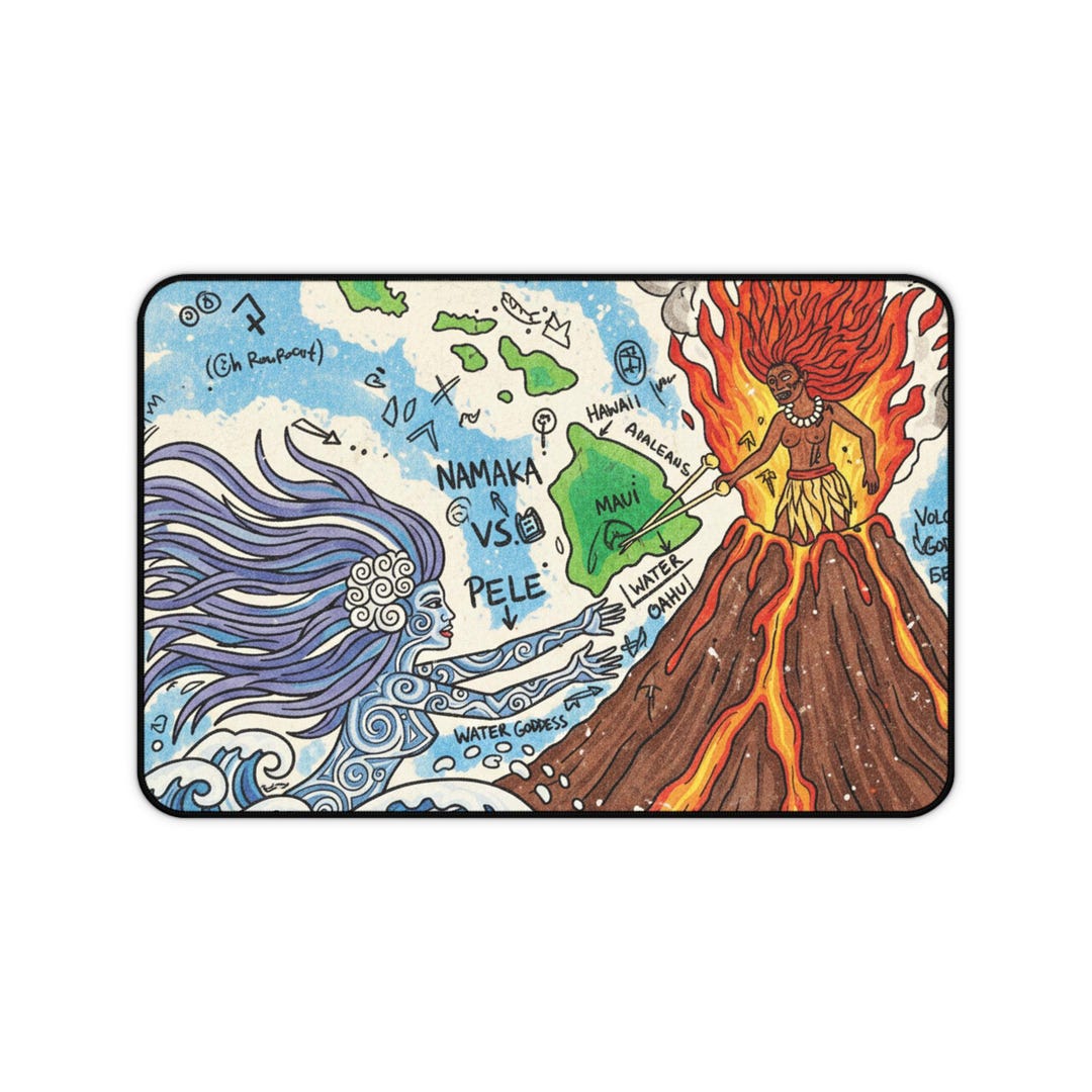 Hawaiian Goddess Desk Mat, Namaka Vs Pele Style, Tropical Office Decor ...