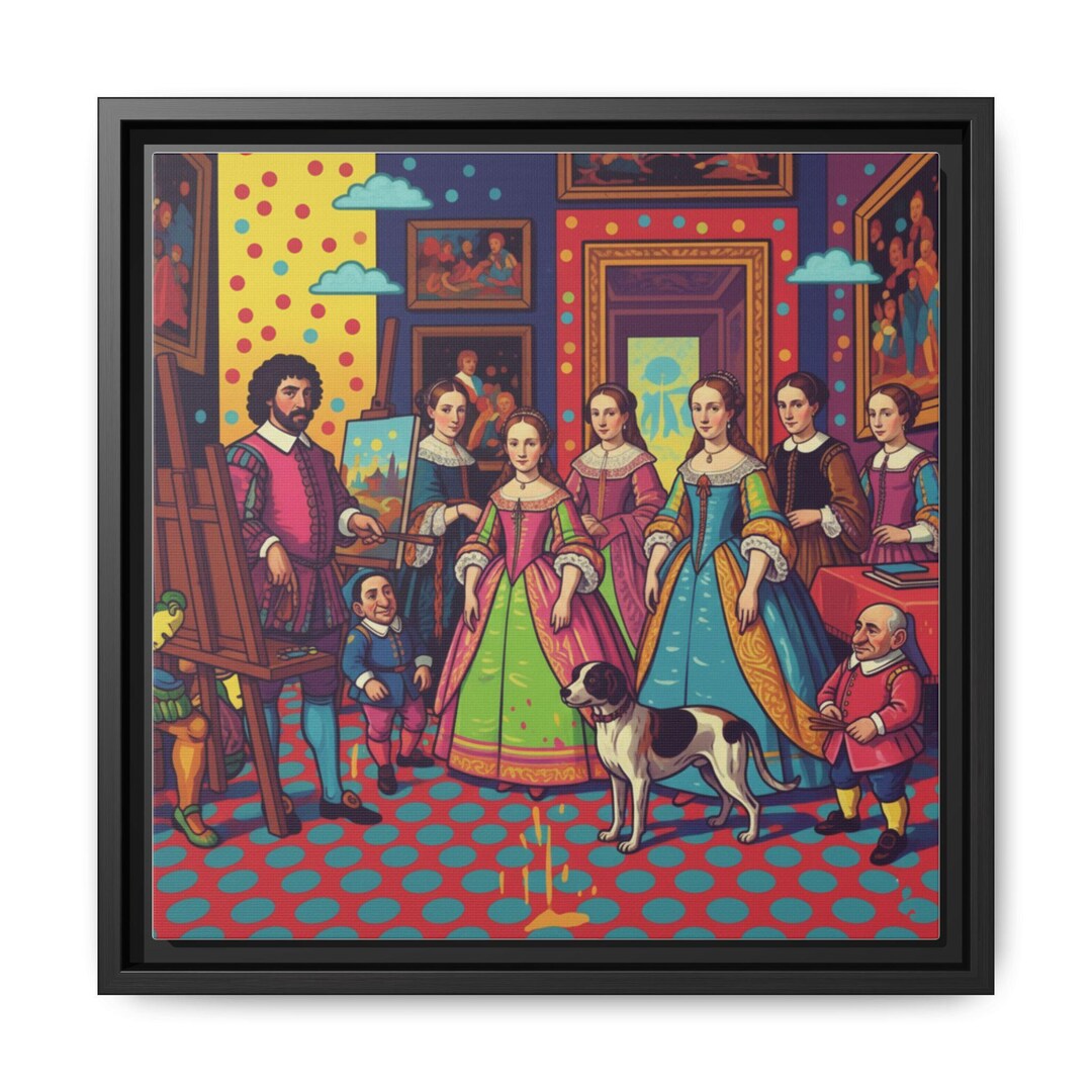 Las Meninas Pop Art Framed Canvas - Velázquez Spanish Art Wall Decor ...