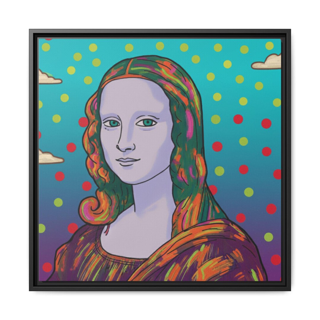 Pop Art Mona Lisa Matte Canvas Framed | Colorful Polka Dot Wall Art - Etsy