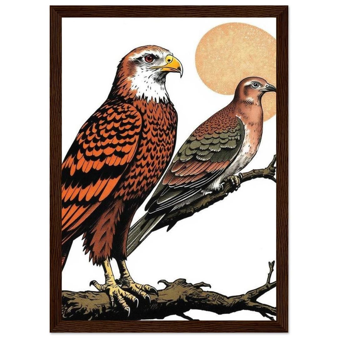 Hawk and Dove Print | Birds of Prey, Ornithology | Vintage Artwork ...
