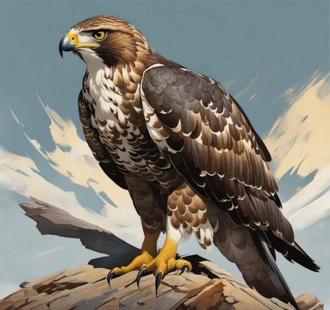 Hawk Digital Print | Raptor Artwork, Printable Art & Wall Decor | Bird of Prey Illustration ...