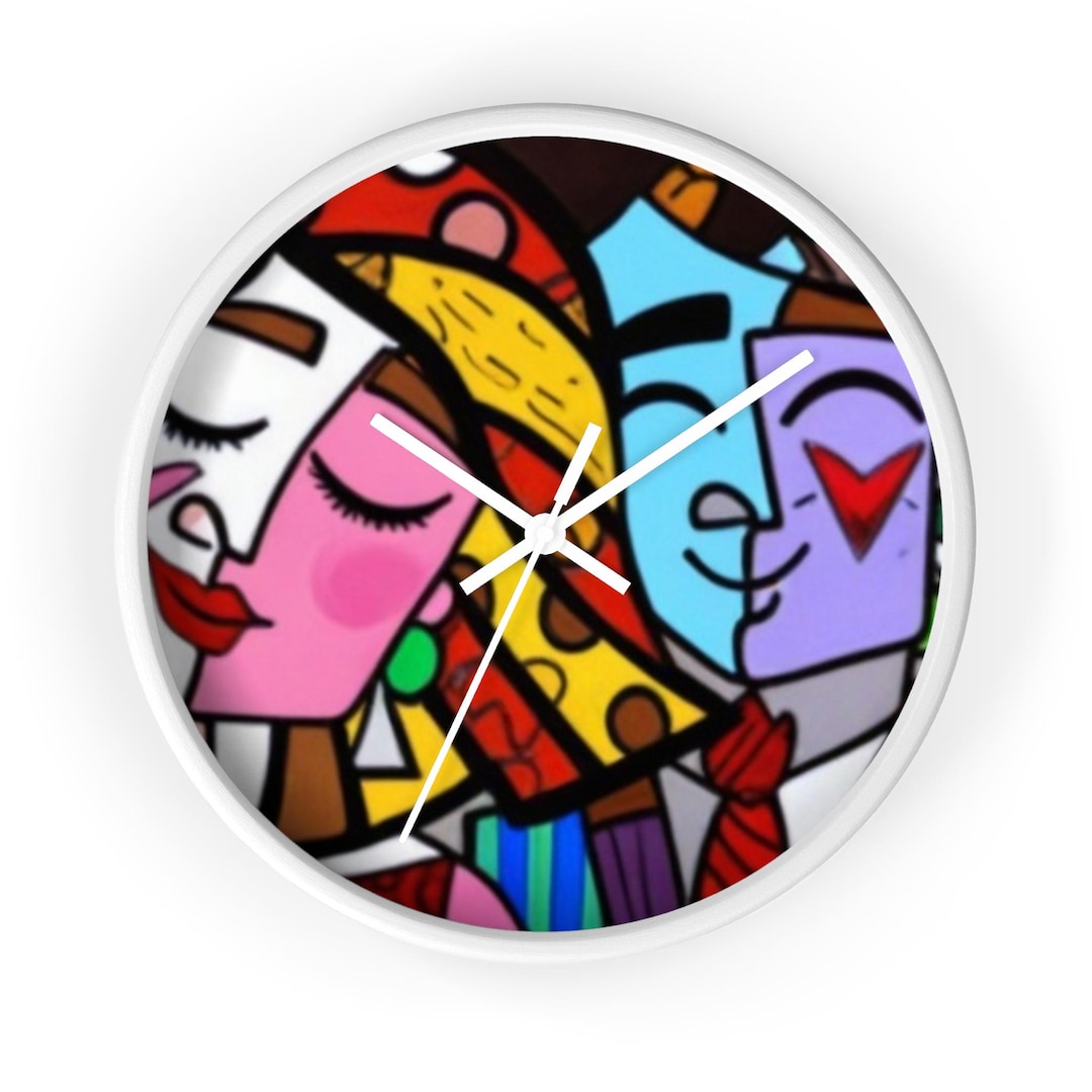 Romero Britto Wall Clock, Love Art Clock, Colorful Room Decor, Unique ...