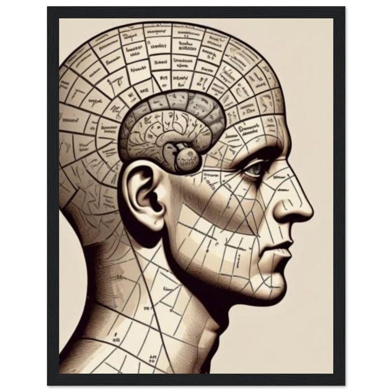 Phrenology Art Print - Vintage Psychology Poster, Brain Anatomy Chart ...