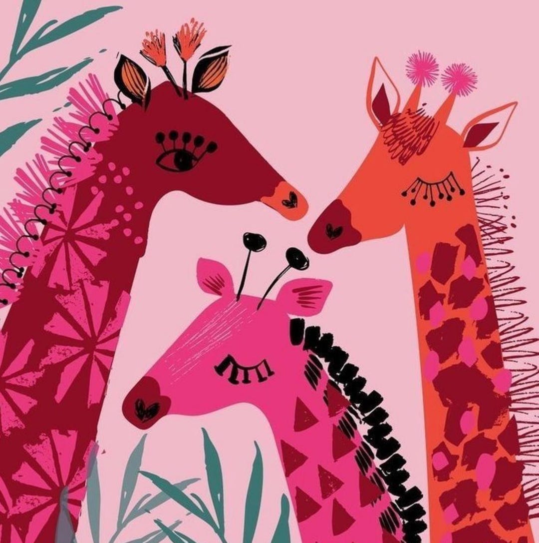 Pink Giraffe Downloadable Print, Giraffe Nursery Decor, Pink Giraffe ...