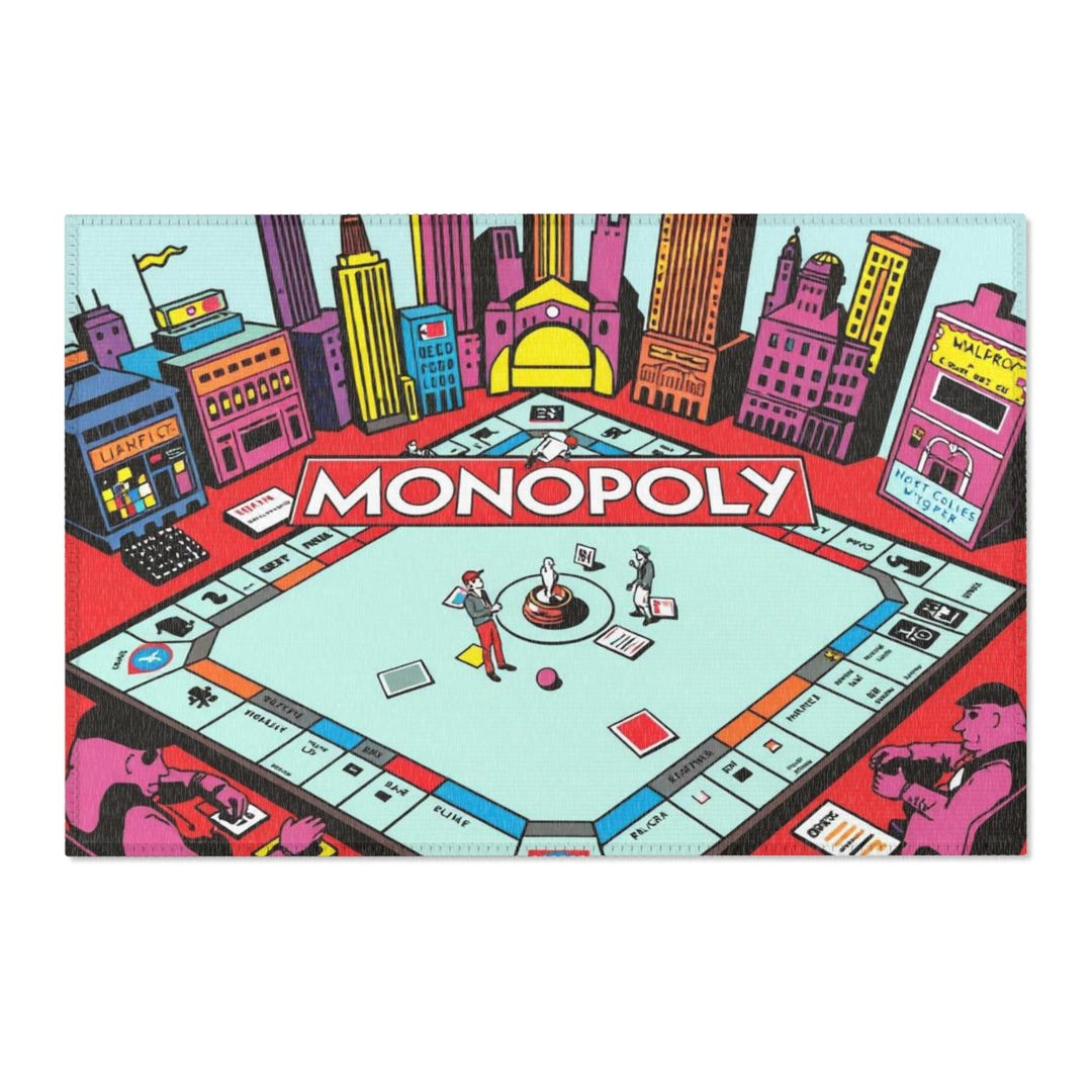 Monopoly Area Rug, Game Room Decor, Unique Living Room Mat, Fun Gift ...