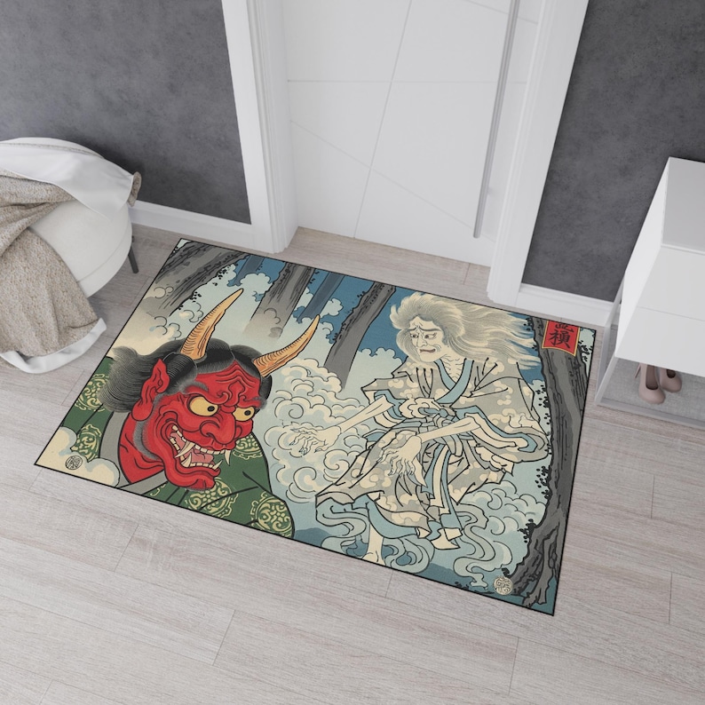 Ukiyo-e Oni Yokai Rug: Japanese Art Mat - Etsy