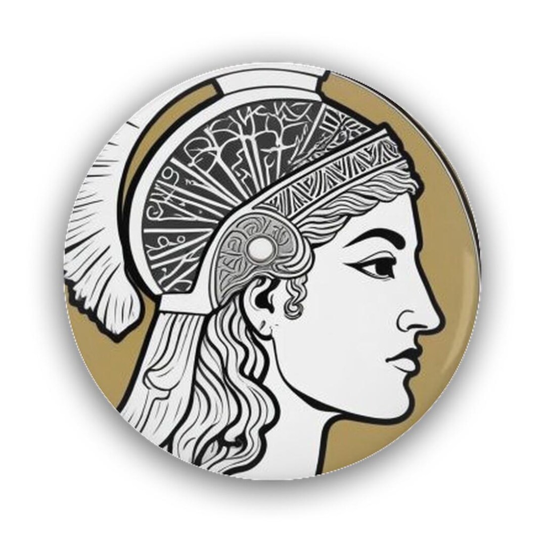 Athena Pin Brooch, Greek Goddess Pin-back Button, Enamel Lapel Pin ...