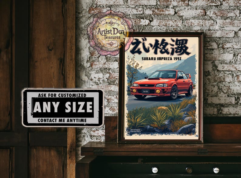 Subaru Impreza Car Poster in Nature Wall Art Video Game Poster Wall Art ...