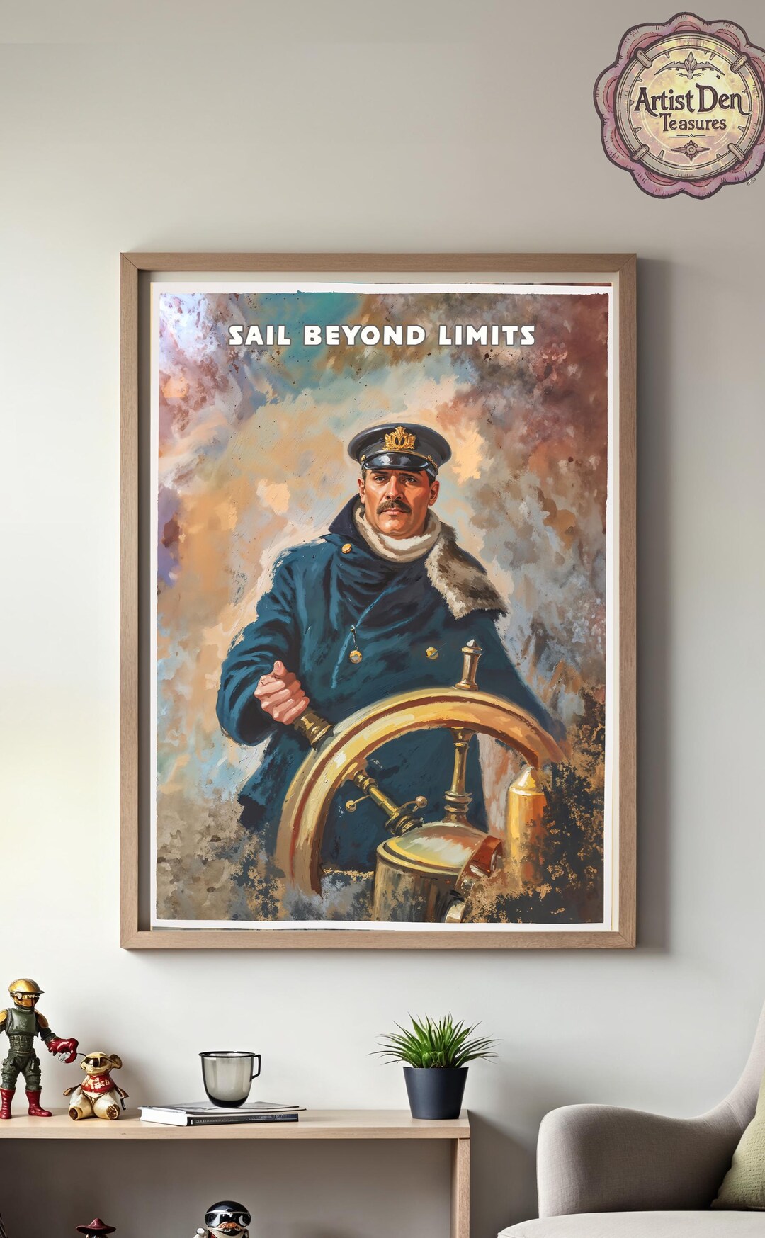 Vintage Poster "captain"-antique Wall Art | Retro Wall Decor | Wall Art ...