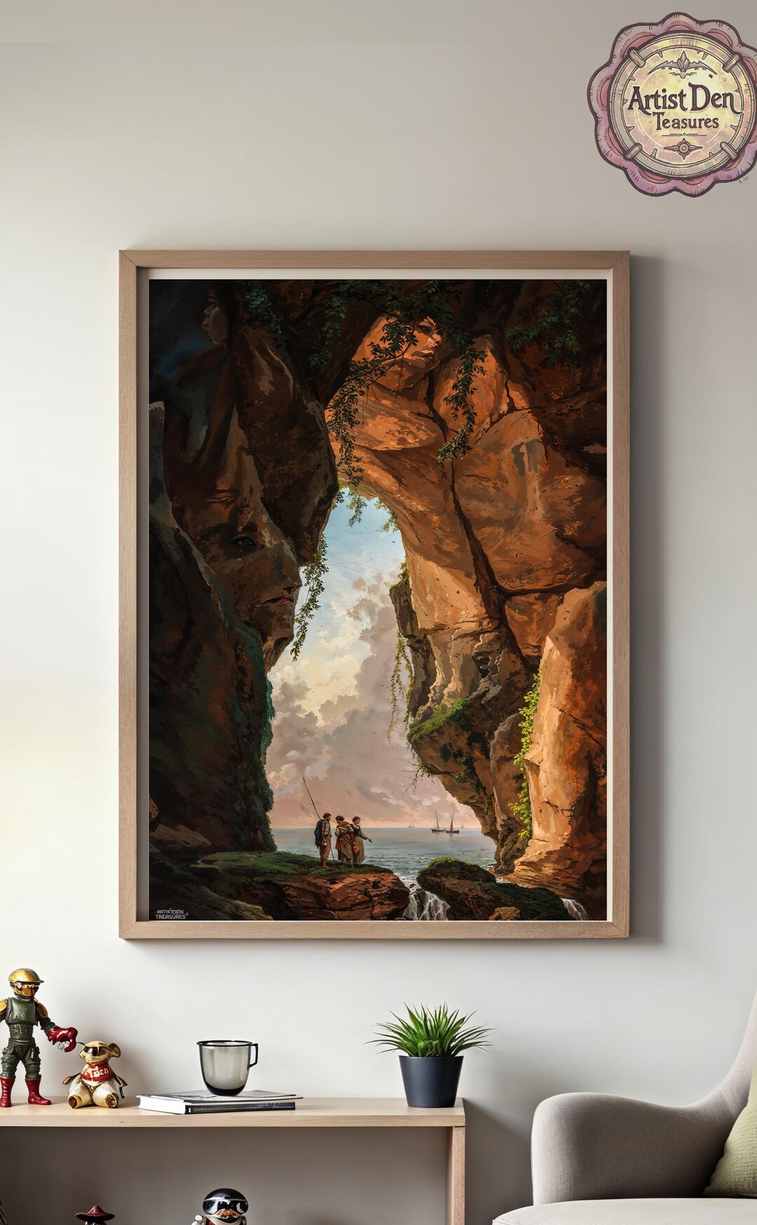 Vintage Landscape Print "cave " Printable Wall Art | Vintage Painting ...