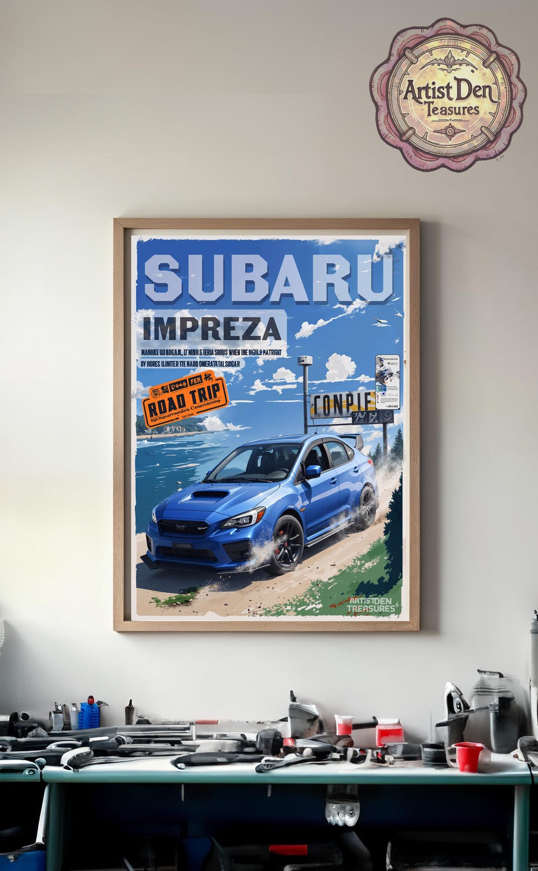 Subaru Impreza Car Poster ghibli Inspired Wall Art Video Game Poster ...