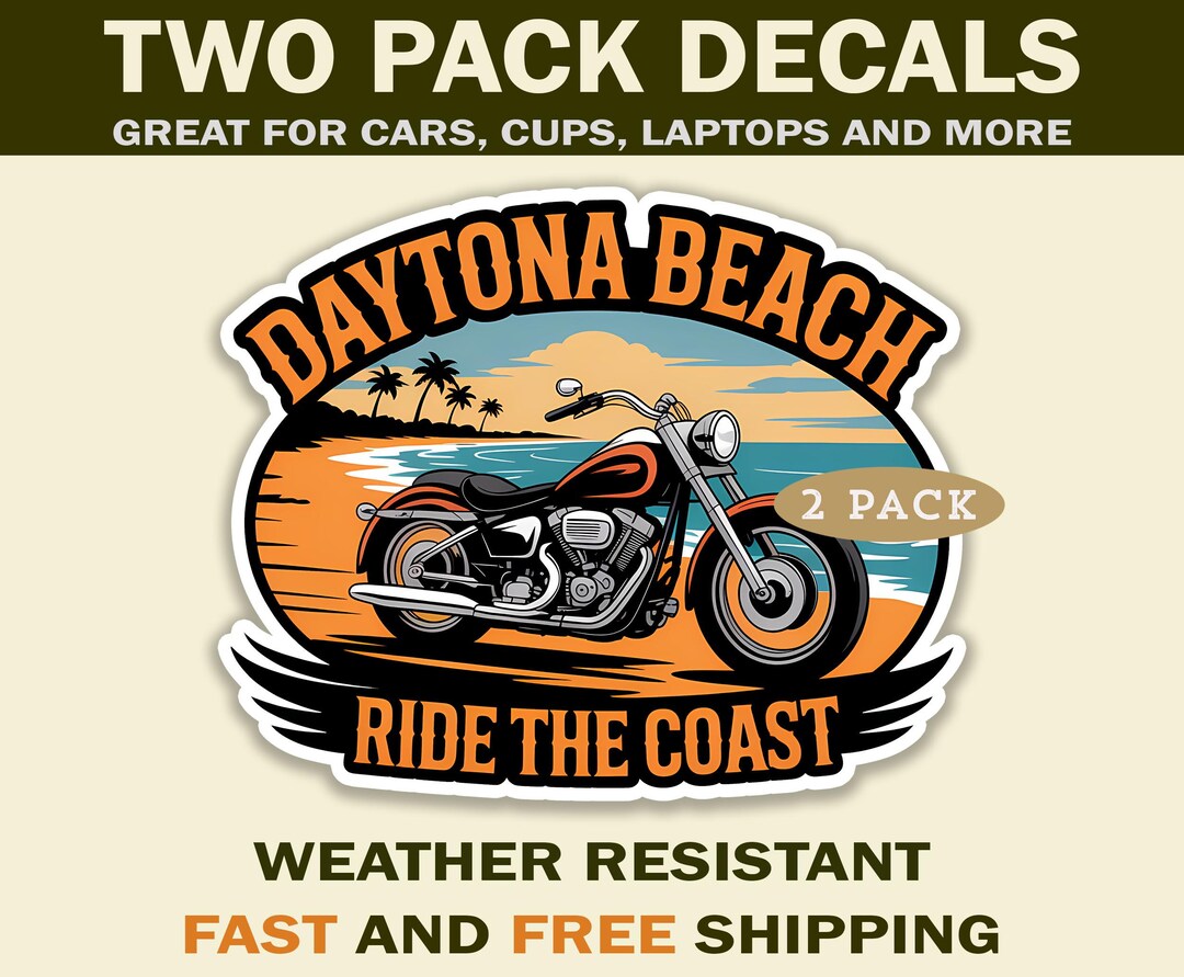 Daytona Beach Motorcycle Sticker Decals - Bike Week Racing Fan Souvenir ...