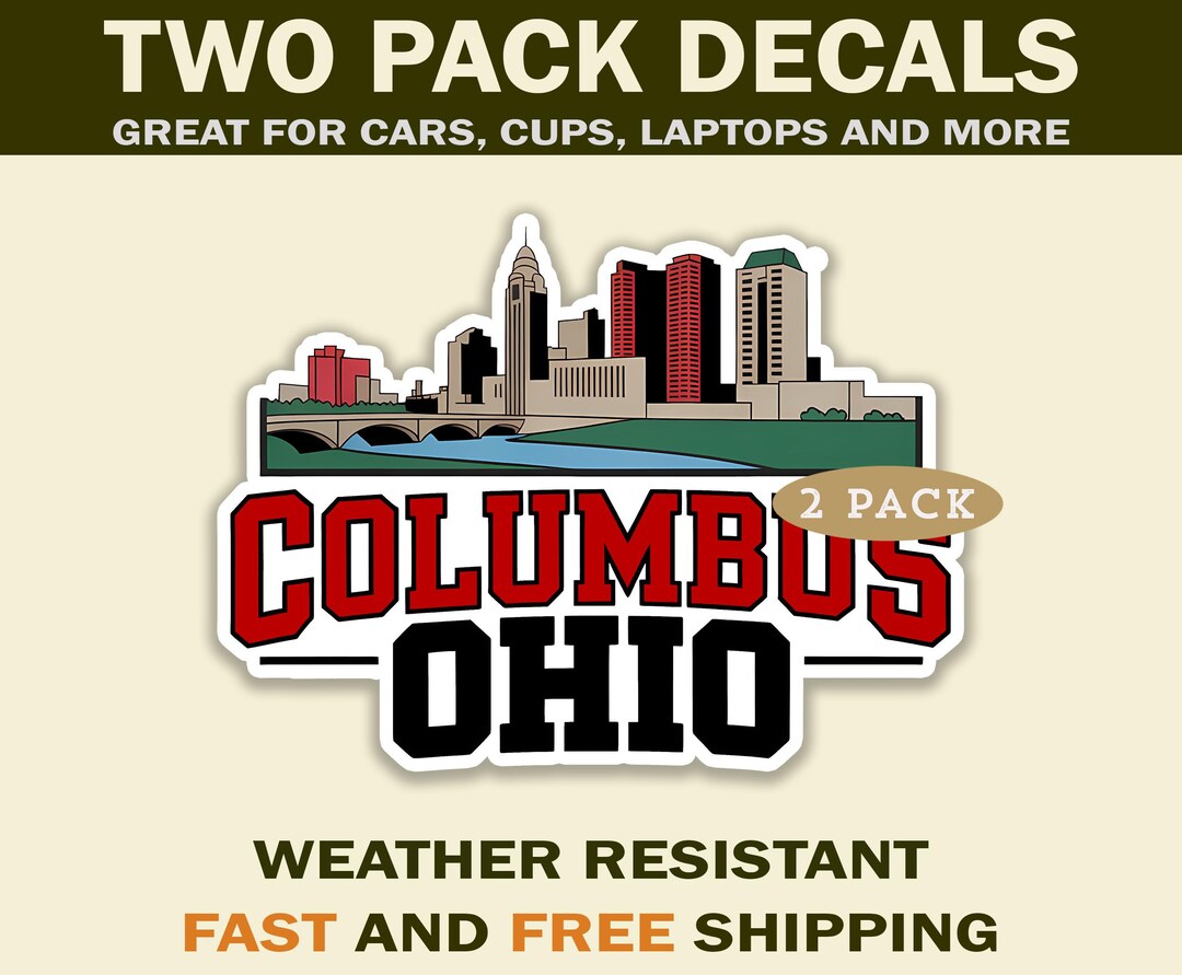 Columbus Ohio Sticker Decals - Weather Resistant Set of 2 - Ohio State ...