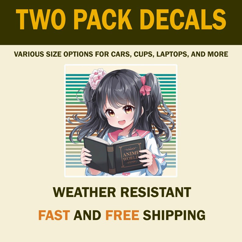 Anime Girl Book Lover Sticker Pack, Choose Your Cute Anime Size, Anime ...