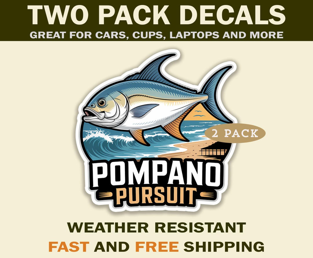 Pompano Pursuit Fishing Sticker Decals for Pompano Fishermen. Great for ...